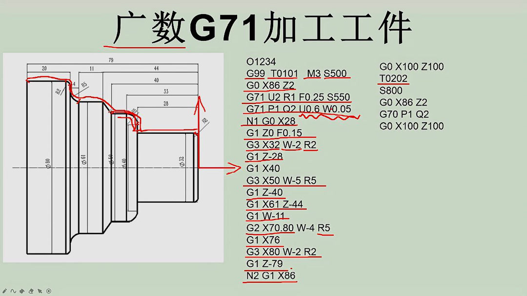 11节G71编程加工,两把刀的工序,分粗精车(2)