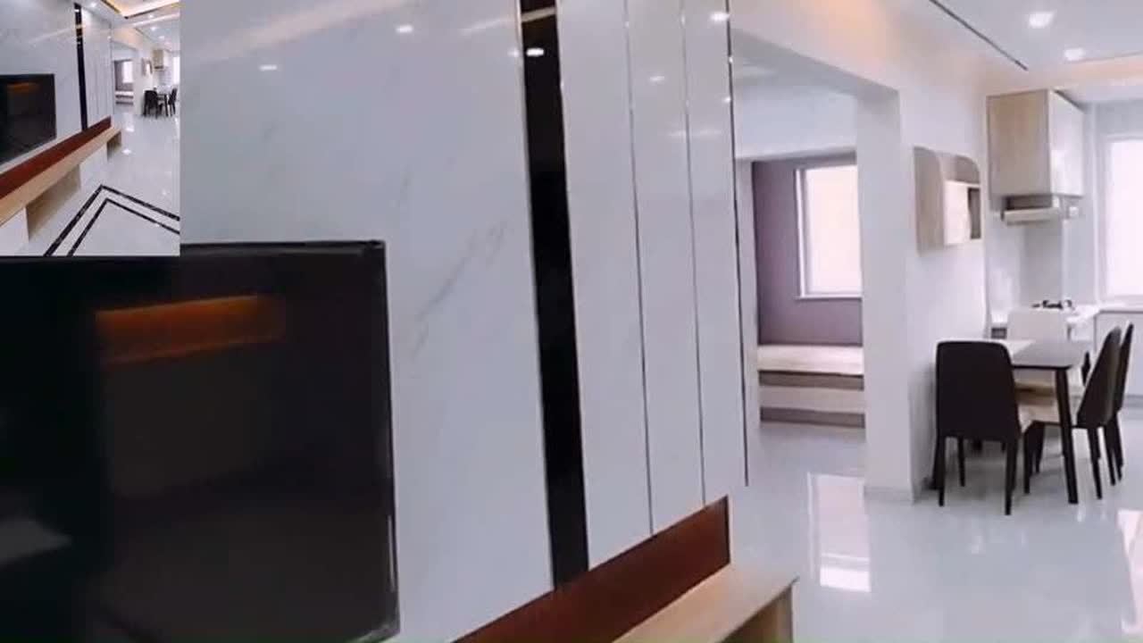 老婆设计的新家真漂亮,简约时尚的电视墙,开放式厨房显客厅真大