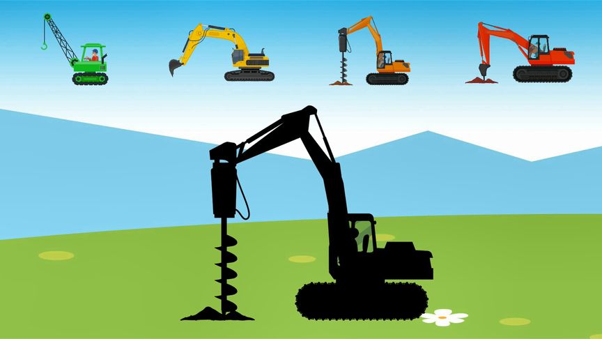 认识螺旋钻机,打洞机,挖掘机等工程车