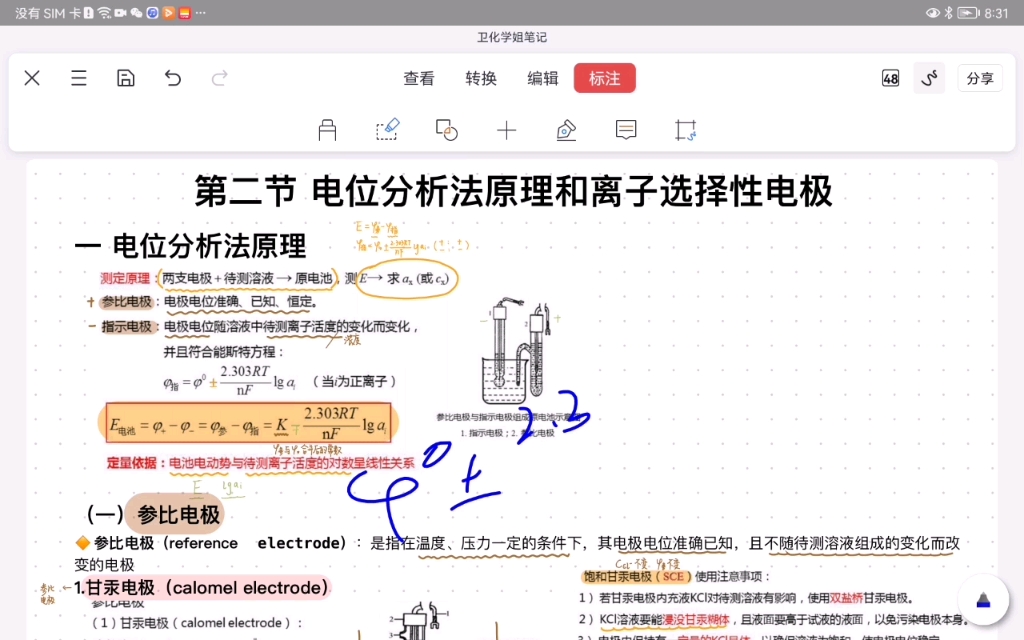 卫生化学电位分析原理和离子选择性电极