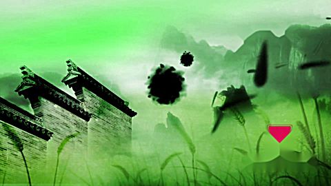 AM154-27 水墨徽派黄梅戏山水 中国风古典水墨山水画 朗诵诗歌 武术...