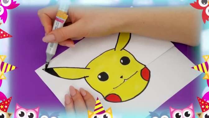 DIY创意 儿童折叠拉伸拉长画 比卡丘大嘴巴创意折叠画