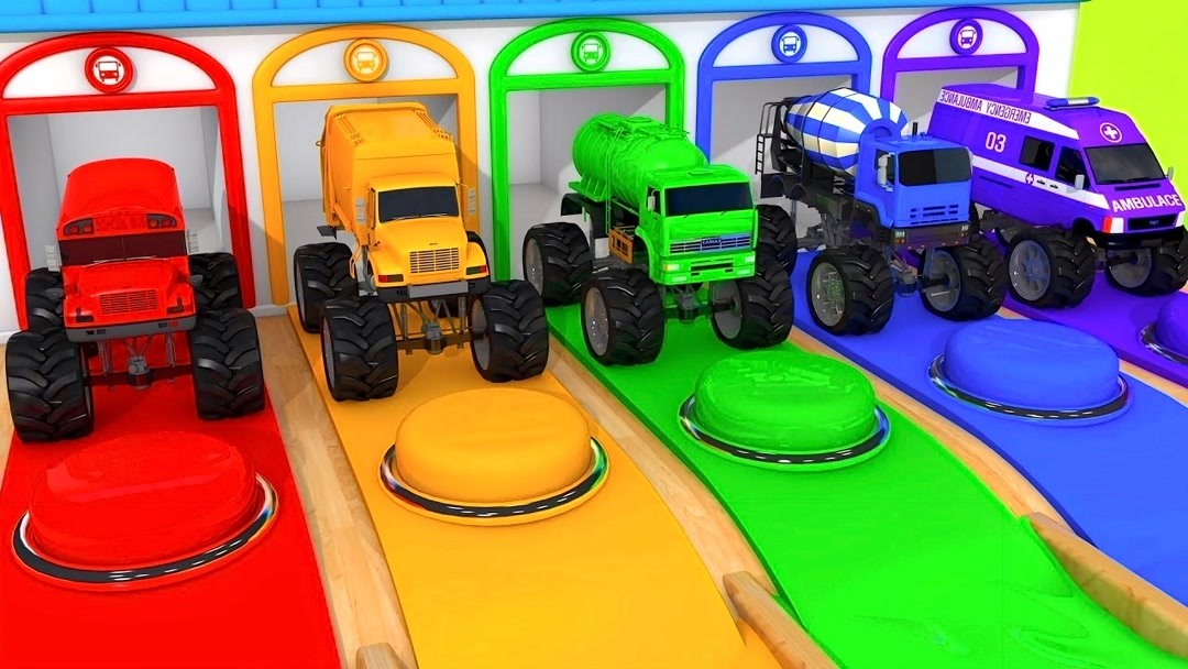 工程车启蒙动画,彩球帮消防车翻斗车涂色