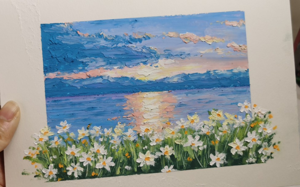 【油画棒风景作品】溢出屏幕的小雏菊 视频教程 新手绘画教程