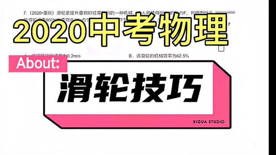 20中考真题,用一个动滑轮,介绍一种滑轮问题的常用解题方法