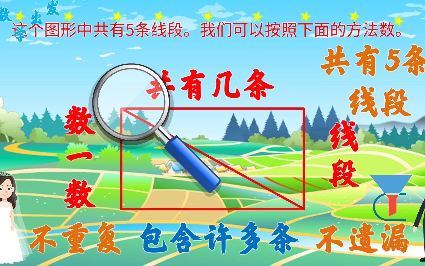 仔细观察下图,数一数这个图形,共有几条线段