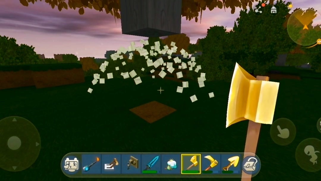 迷你世界:怎样快速清理树叶?萌新用斧子,我用这个