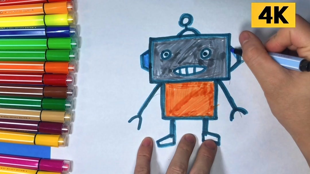 画卡通机器人又简单又漂亮 简单教学视频 卡通机器人怎么画