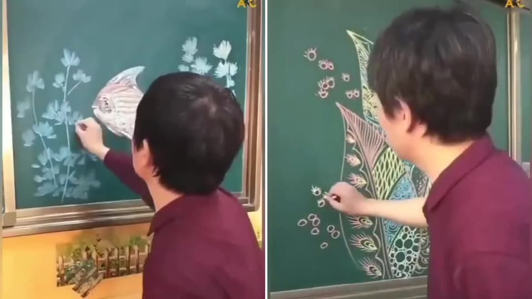 粉笔画合集，当年出黑板报我要是有这个技术...