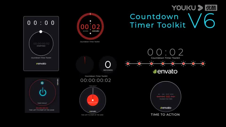 7款设计独特简约的计时器倒计时动画AE源文件