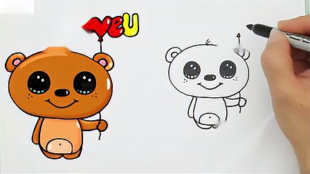 如何一步一步地画一只可爱的卡通熊
