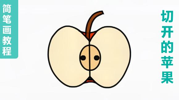 切开的苹果简笔画教程,儿童宝宝幼儿学画水果,亲子益智美术绘画