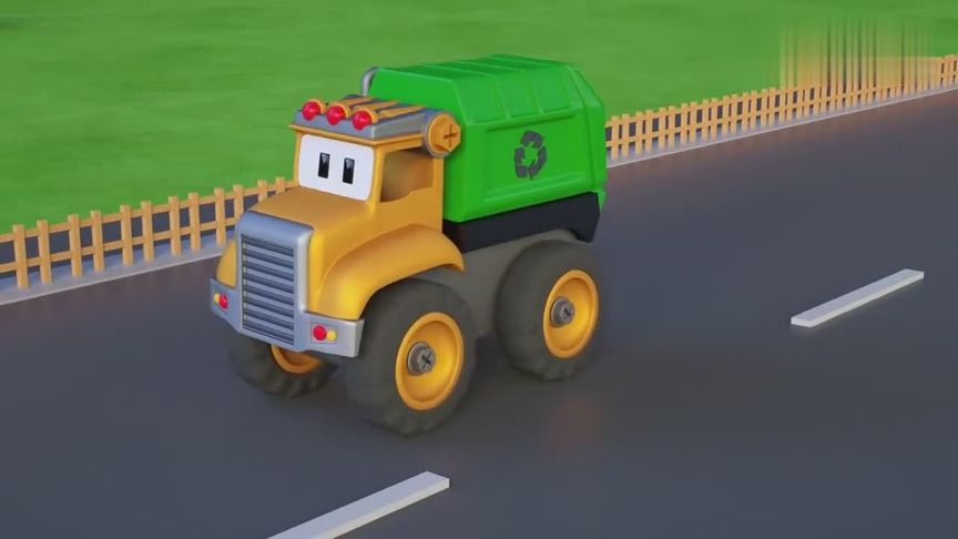 益智早教启蒙动画:垃圾车城市分类收取垃圾宝宝认识色彩