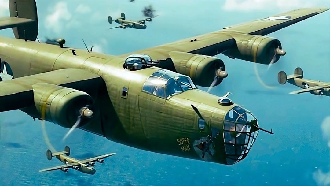 高清4K—第一次世界大战影视片段,盟军轰炸机大规模集群轰炸德国