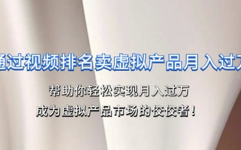 无影《通过视频排名卖虚拟产品月入过万》