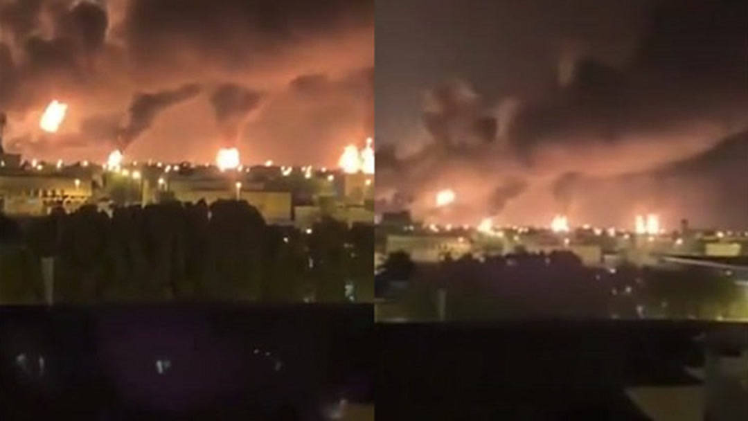 沙特炼油厂和油田遭无人机袭击 烈焰冲天 日产减一半 油价将上涨?