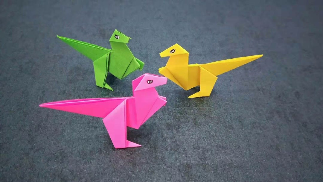 很可爱的恐龙折纸,适合亲子互动的手工,简单易上手