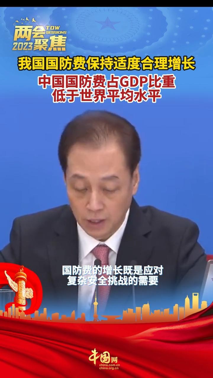 我国国防费保持适度合理增长,中国国防费占GDP比重低于世界平均.
