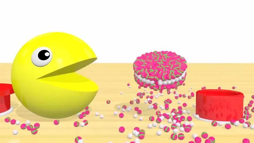 益智动画,3d卡通豆豆人玩七彩饼干模型游戏