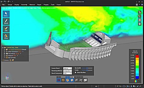 实时仿真工具ANSYS Discovery Live对体育馆进行流体动力学分析