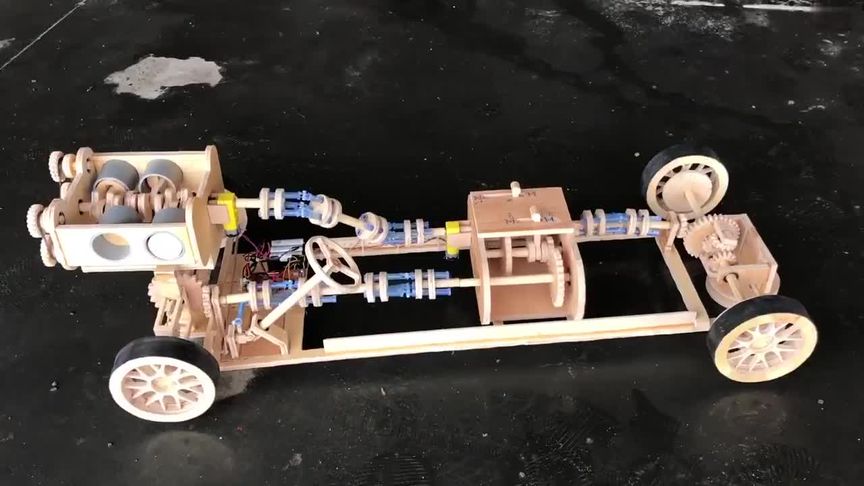 牛人手工自制汽车模型,真车的机械原理体现的淋漓尽致