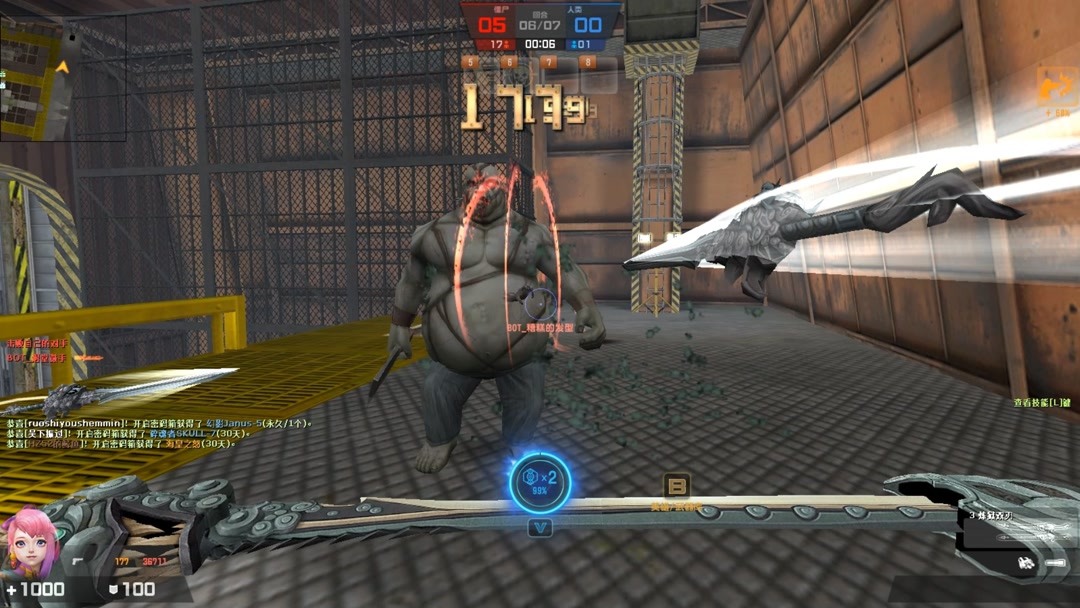 CSOL生化模式:魔法少女奈奈用炼狱双刃打僵尸,憎恶屠夫皮好厚!