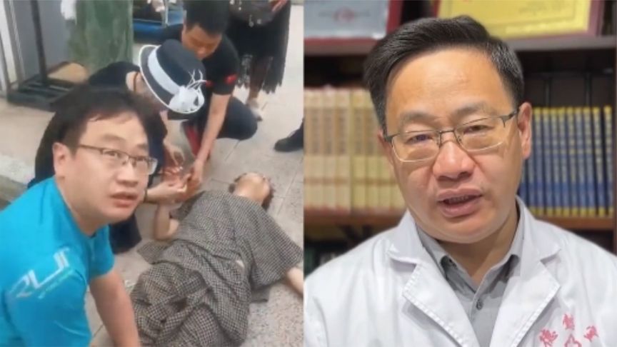 中国游客国外发病,过路中国医生跪地急救20分钟,衣服被汗水打湿