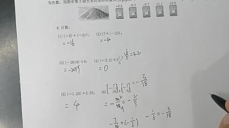 初一上册数学1.3第一部分有理数的加法讲解及随堂练习