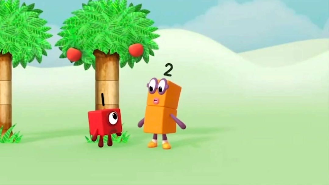 数字积木 方块动画:小1摘不到苹果 找2哥帮忙 这样能摘到吗?