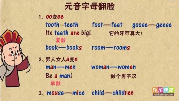 听故事学习名词变复数(6)内部元音字母大翻脸