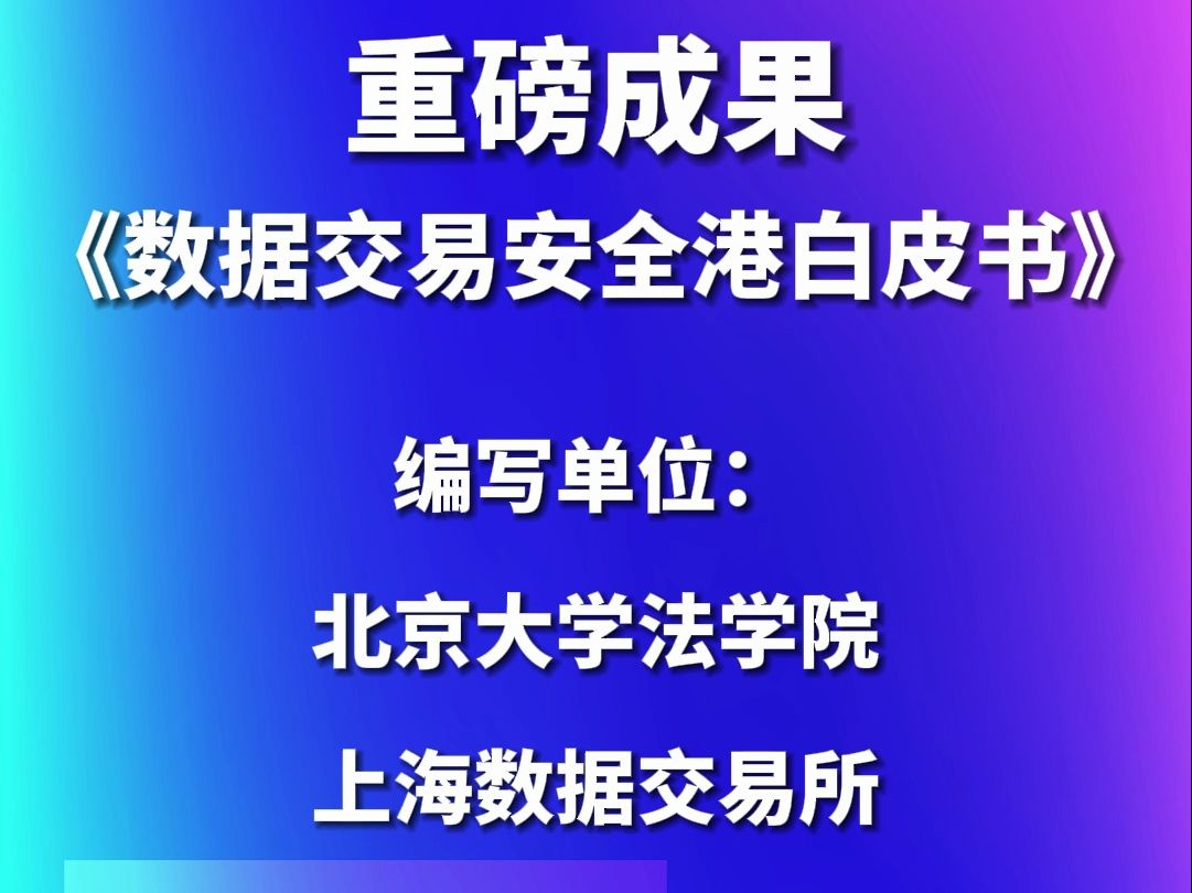 重磅成果 | 《数据交易安全港白皮书》创造性提出2+2的安全港规则