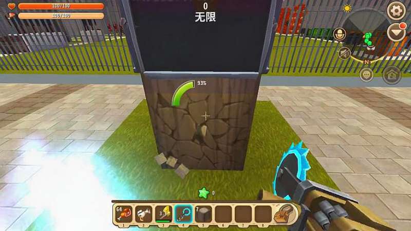 迷你世界18:用这种方式,可以一次砍掉整棵树