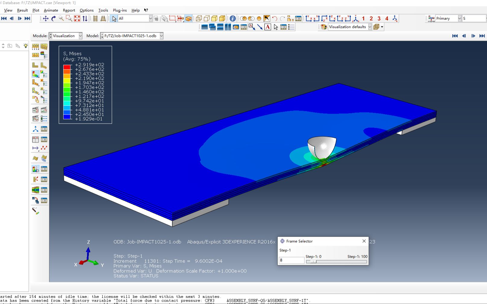 ABAQUS平纹织物复合材料低速冲击有限元分析(零厚度cohesive单元...