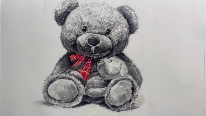 如何三步画好一只毛茸茸的小熊ߐ�#想画就画 #绘画过程