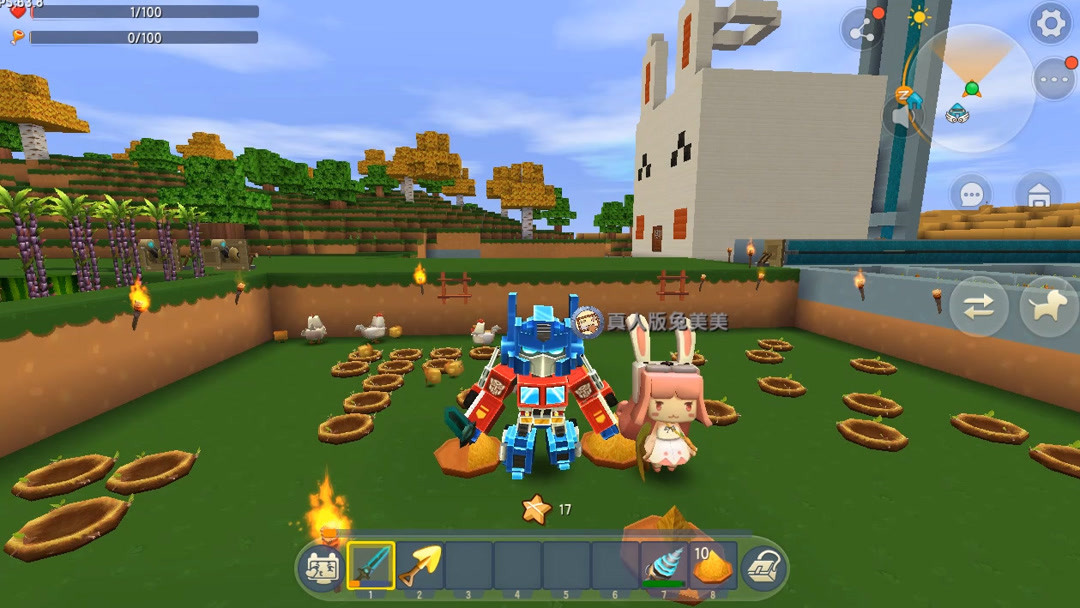 迷你世界带妹生存35:半仙兔美美花费两天建造花园牧场,累死个人