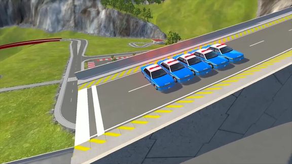 车祸模拟:高速汽车碰撞破坏和故障