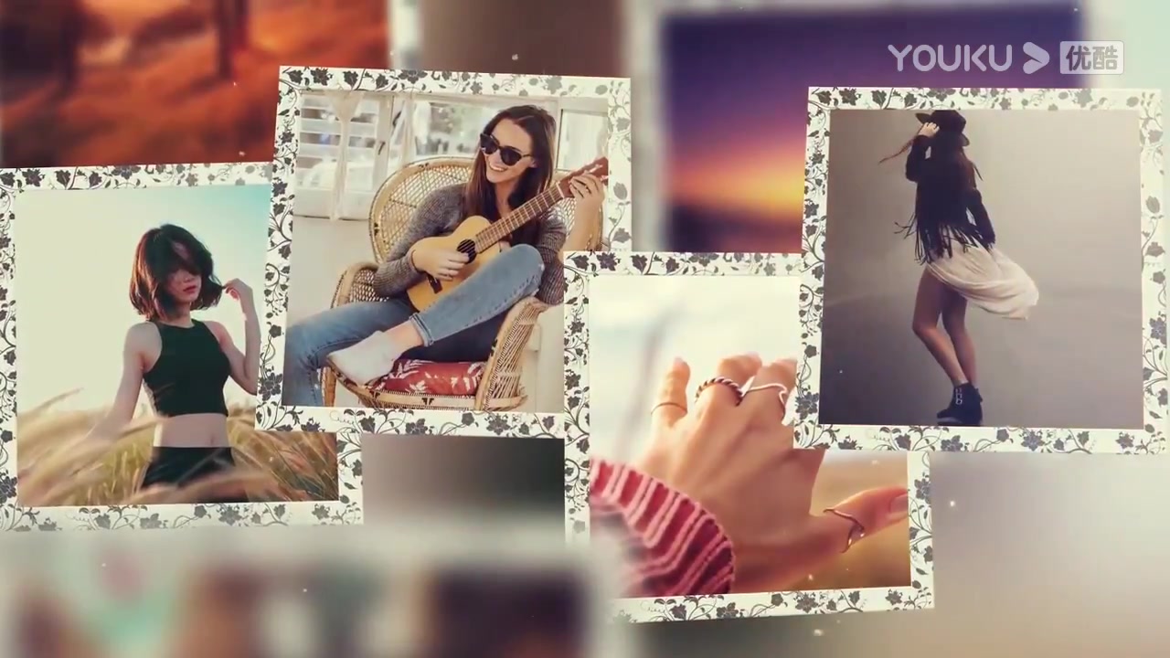 优雅花边边框照片图集展示AE模板