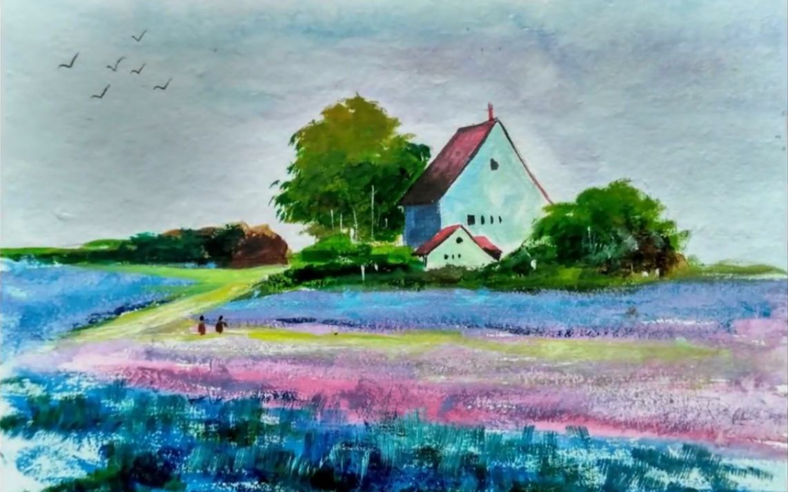 水彩入门风景教程|简单的水彩风景,跟着David学画画