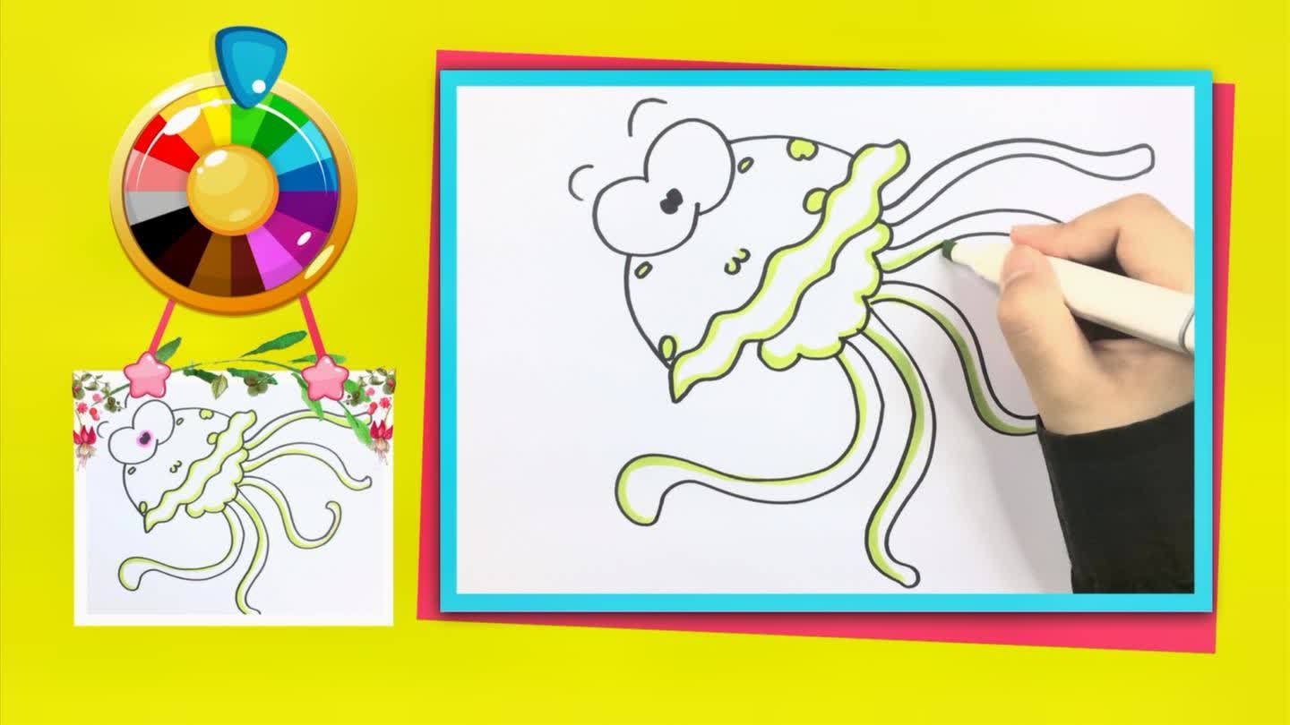 花样卡通画:海洋动物很有趣,章鱼也是一种,一起画章鱼吧