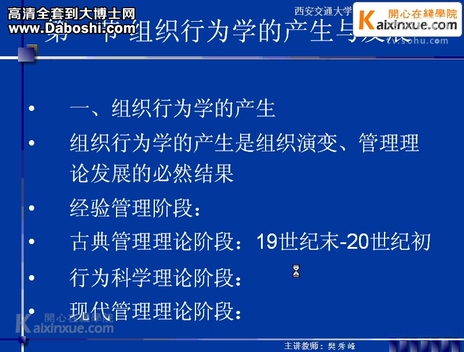 组织行为学 视频教程 樊秀峰 西安交通大学