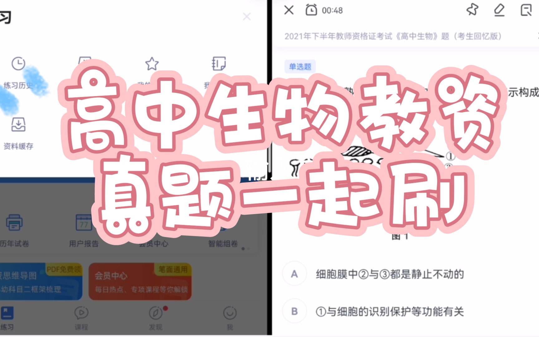 高中生物教资 | 2021下第3题 | 细胞膜的流动镶嵌模型