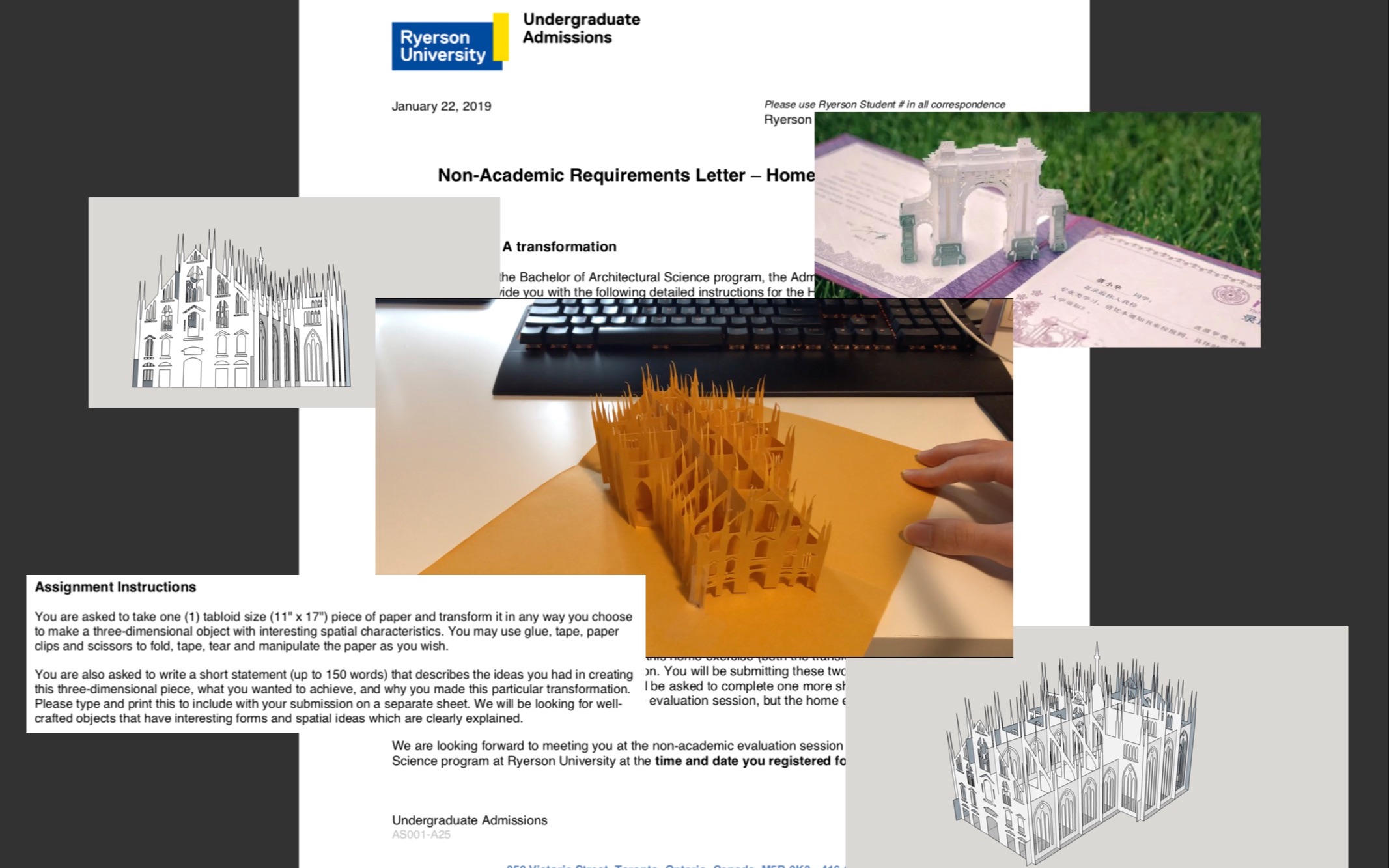 【纸模】如何制作一个可折叠的纸模型 - Ryerson大学建筑系申请作品