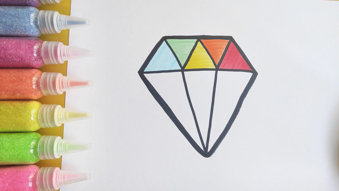 儿童简笔画教程:教大家画彩色钻石,3-12岁小朋友学习画画