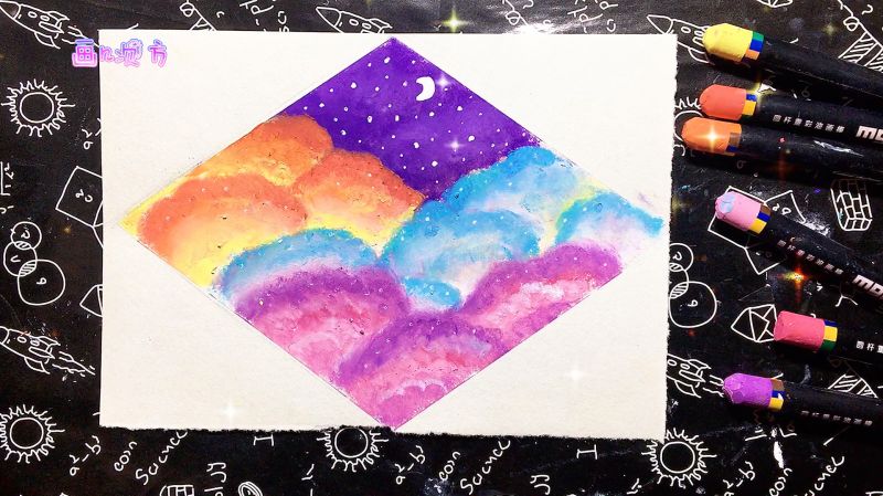 油画棒画星空!美丽的星空总能让你想起思念的人