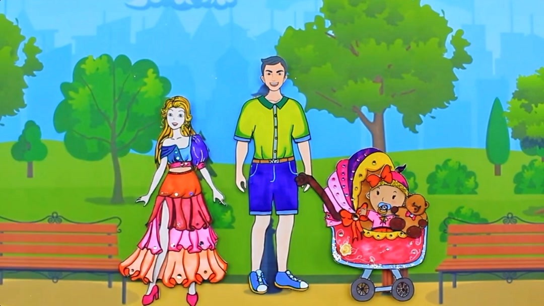 纸娃娃创意手工:给孕妈妈制作孕妇装,小孩出生了,制作连衣裙