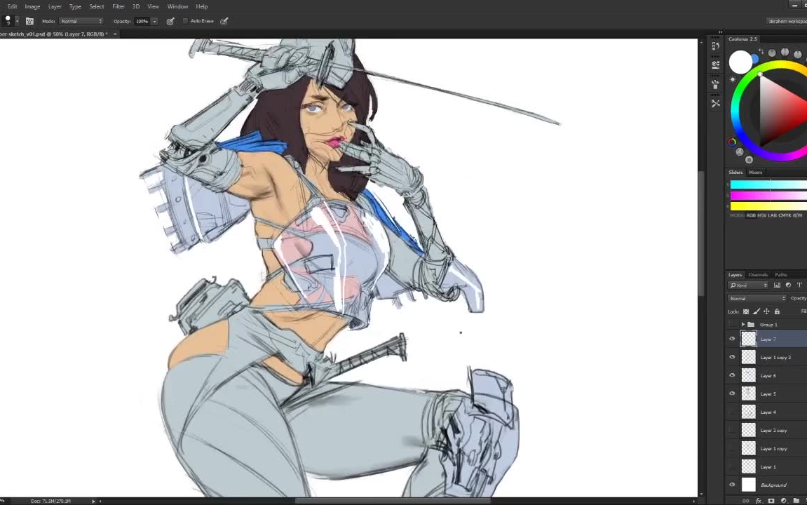 【PS绘画教程】赛博朋克卡通人物