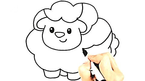 开心画世界简笔画第32集:儿童绘画如何画小绵羊简笔画填色!