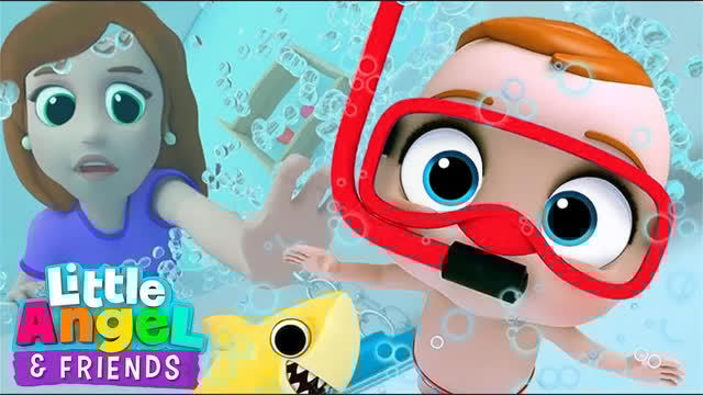 益智动画:妈妈带宝贝去洗澡,和可爱的小鲨鱼一起做游戏