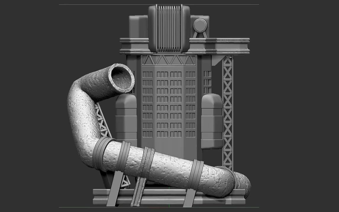 【zbrush场景建模】钢铁高楼场景模型制作,zbrush新手雕刻教程