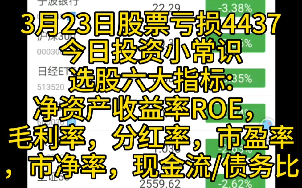 ...指标:净资产收益率ROE,毛利率,分红率,市盈率,市净率,现金流/债务比